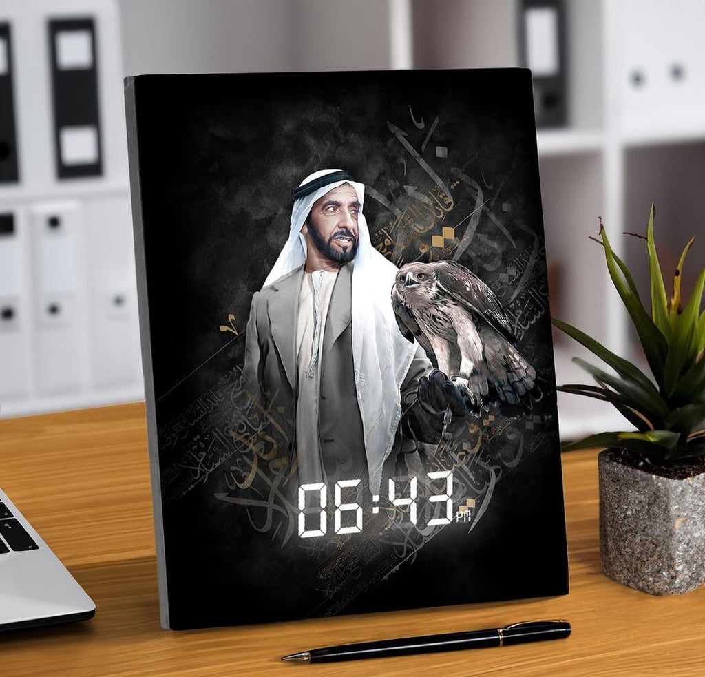 Gifts | Rovatti Digital Desktop Clock Sheikh Zayed - Falcon | Top UAE ...